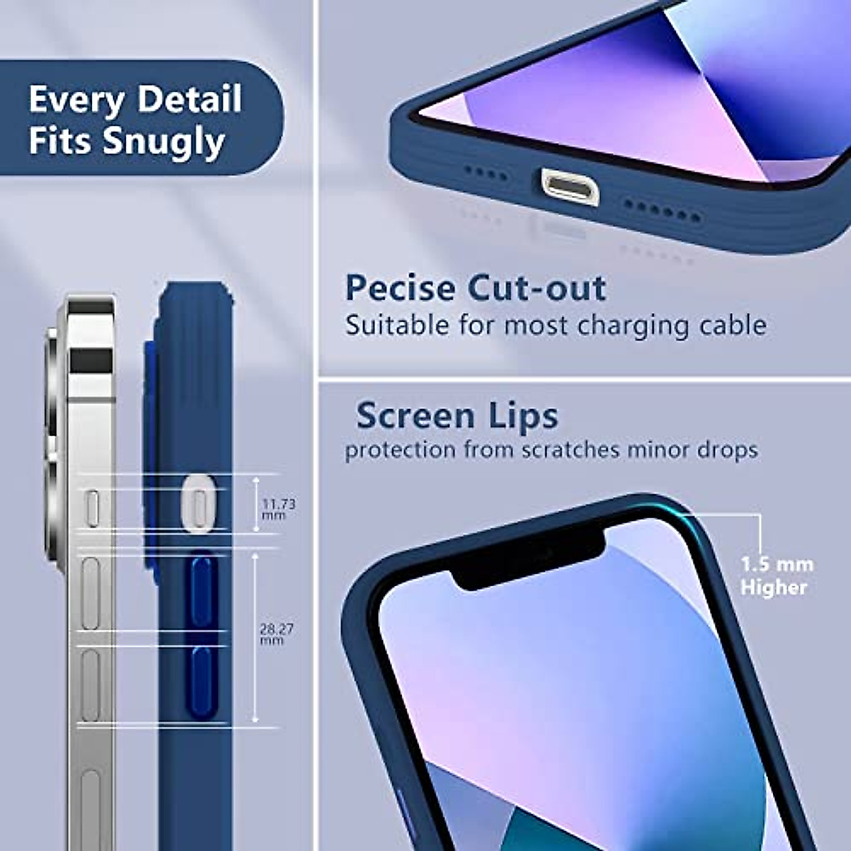 Penekin for iPhone 13 Pro Max Case, Military Grade Drop Protection Design for iPhone 13 Pro Max Case Clear with Screen Protector and Built in Camera Lens Protector (Blue)