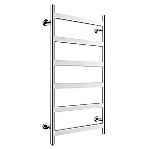 HEATGENE Towel Warmer 6 Flat Bar Towel Dryer Wall-Mounted Plug-in Bath Towel Heater - Brushed