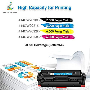 TRUE IMAGE Compatible Toner Cartridge Replacement for HP 414X W2020X 414A for HP Color Pro MFP M479fdw M454dw M454dn M479fdn Printer Toner High Yield (Black Cyan Yellow Magenta, 4-Pack)