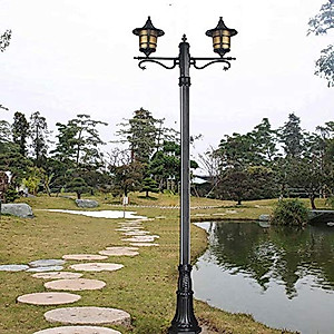 Modern High Pole Street Light European-Style Courtyard Post Light Outdoor Die-cast Light Waterproof Dual-Head Aluminum Pole Light LED Street Lamp Villa Park Solar Landscape Street Lamp