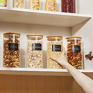 Vtopmart Set of 3 Glass Food Storage Jars, 50oz Food Containers with Airtight Bamboo Wooden Lids for Pasta, Nuts, Flour, Glass Canisters for Kitchen, Pantry Organization and Storage, BPA Free
