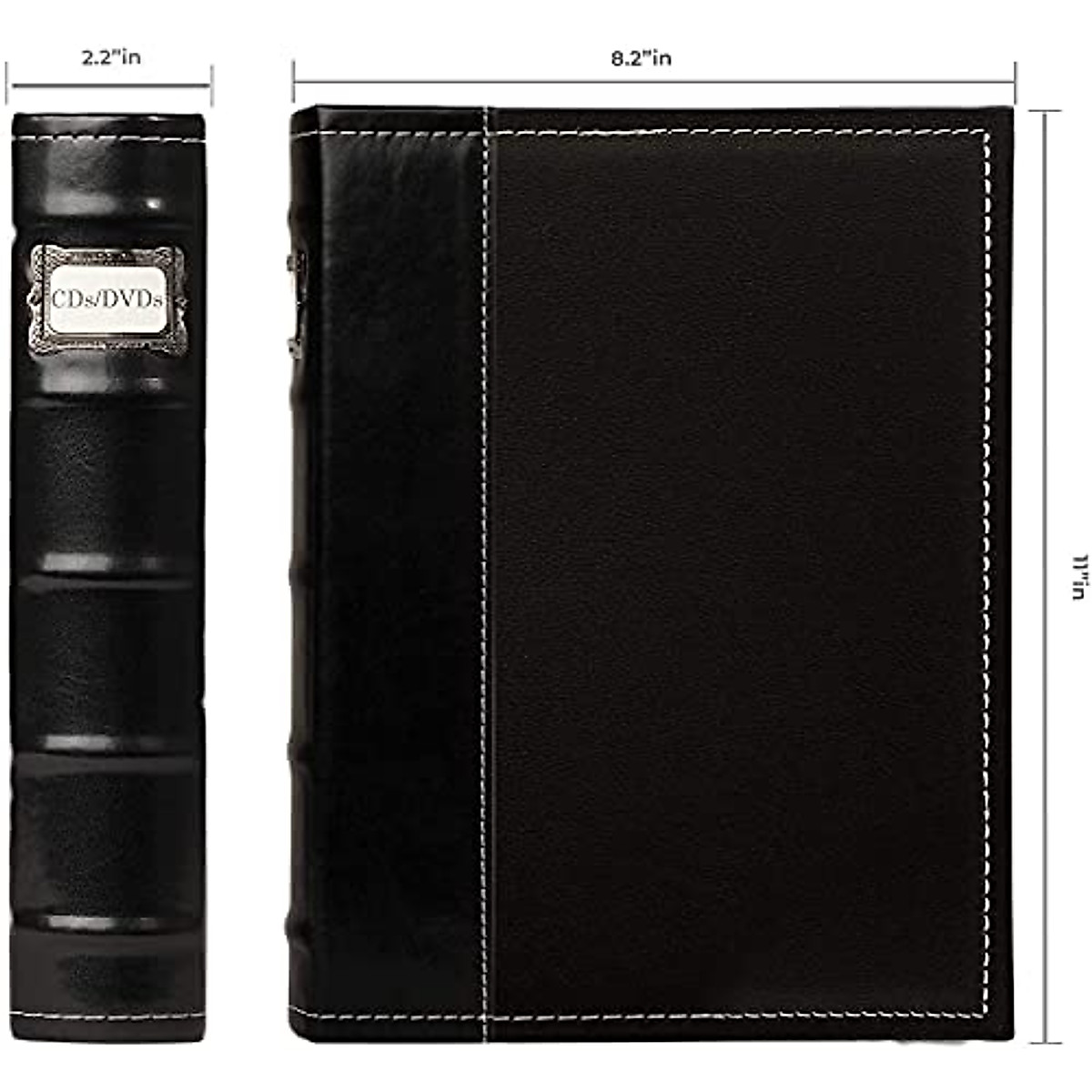 Bellagio-Italia CD/DVD Storage Binder - Black - Leather - 48-Disc Capacity - Storage Organizer for DVDs, CDs, Blu Rays, & Video Games - Acid-Free Binder Organizer Sheets - 1 Pack