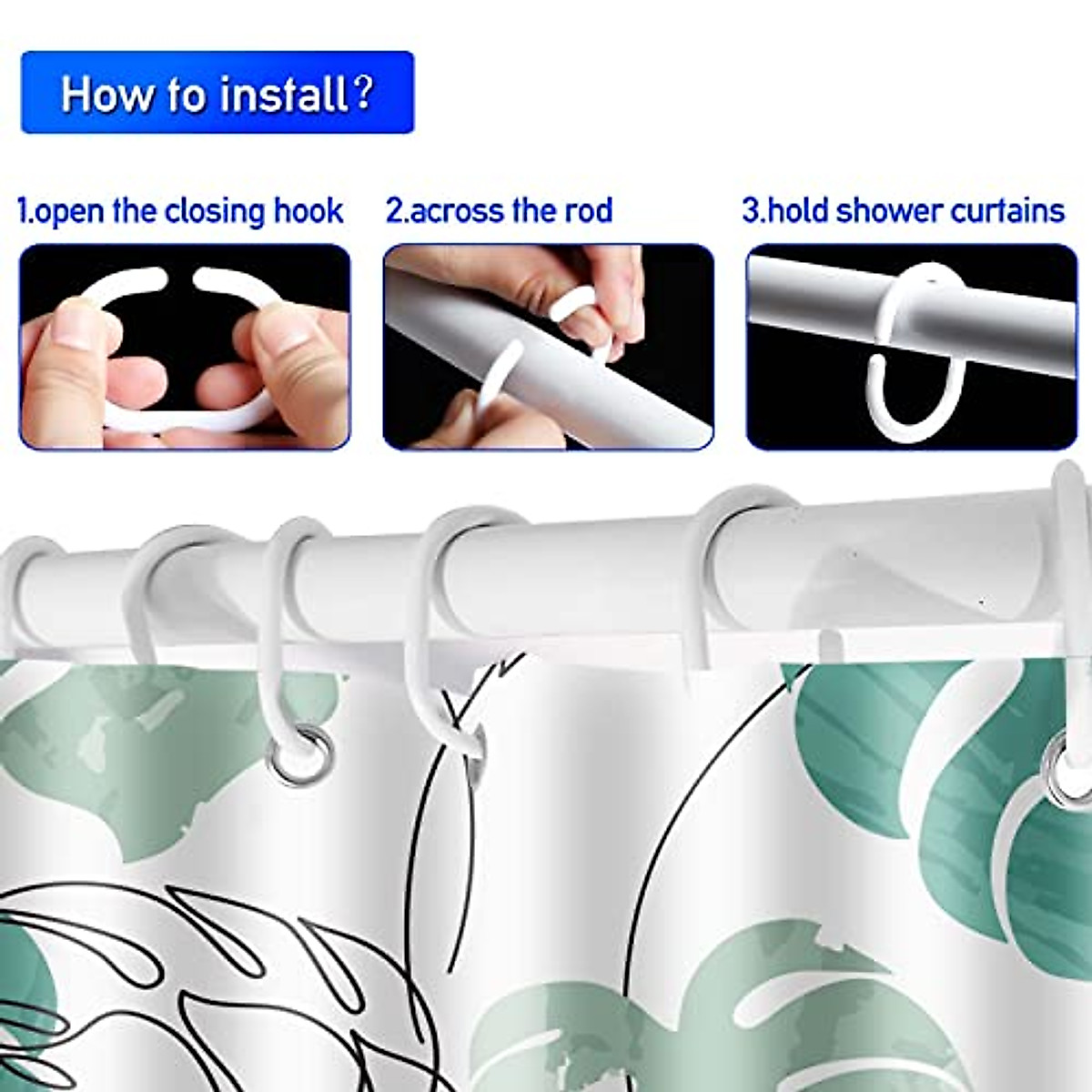 KINUUIS 4PC Summer Bathroom Shower Curtain Sets Abstract Modern Bathroom Sets,Watercolor Bathroom Sets with Rugs and Accessories,Line Art Shower Curtain for Bathroom Decoration