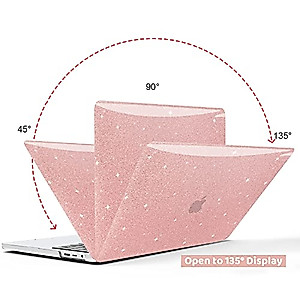 Anban Compatible with MacBook Pro 13 inch Case 2023 2022 M2, 2021-2016 M1 A2338 A2251 A2289 A2159 A1989 A1706 A1708, Glitter Plastic Hard Shell Case & Keyboard Cover & Screen Protector,Shiny Rose Gold