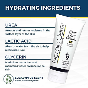 Nordic Care Foot Care Cream, 6 oz. | Foot Lotion for Cracked & Dry Skin | For Dry Feet, Cracked Heels & Callus Removal | Hypoallergenic & Lanolin-free | Essential Oils, Eucalyptus, Urea & Glycerin