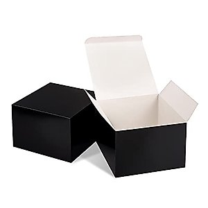 GEFTOL Gift Box 50 Pack 6 x 6 x 4 inches Fold Box Paper Gift Box Bridesmaids Proposal Box for Bridal Birthday Party Christmas（Black）