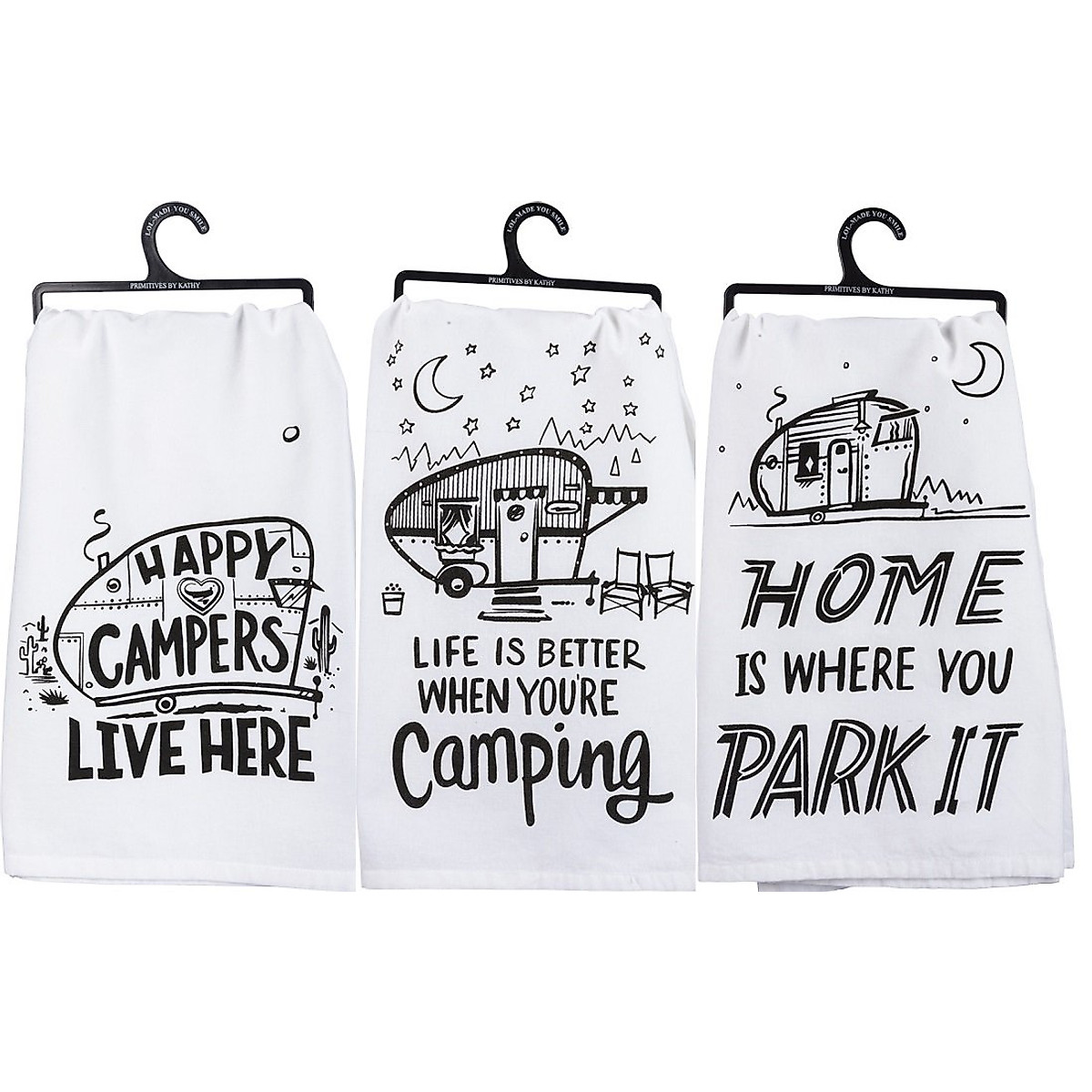 Primitives by Kathy Kitchen Towel Bundle - Happy Campers, Park It, Better Camping
