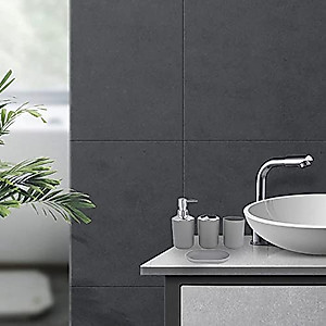 Jaugufiy Bathroom Accessory Set of 4, with Soap Dispenser Pump Bottle Toothbrush and Toopaste Holder Toothbrush Cup Soap Tray (Grey)