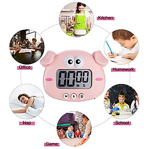 2 Pieces Kitchen Timer Magnetic Animal Digital Countdown Timer Kid Timers LCD Display Cute Cartoon Timer for Kitchen Cooking Bake Accessories Sport Game Classroom