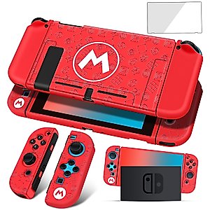 oqpa for Nintendo Switch Case Cute Kawaii Cartoon Design Cover, Fun Funny Fashion Cool Switch Game Shell for Girls Kids Women Screen Protector Glass + IMD Hard Cases for Nintendo Switch (Malio)