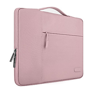 MOSISO Laptop Sleeve Compatible with MacBook Air/Pro, 13-13.3 inch Notebook, Compatible with MacBook Pro 14 inch 2023-2021 A2779 M2 A2442 M1, Polyester Multifunctional Briefcase Bag, Pink