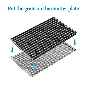 BBQ-PLUS Porcelain-Enamel Cooking Grid Grate and Emitter Plates Replacement Parts for Charbroil Commercial TRU-Infrared Grills 463242715 463242716 463276016 466242715 466242815, Lowes 606682 639322
