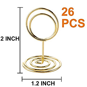 26Pcs Table Number Holders, Place Card Holder, Wire Picture Holder, Small Size Table Card Holders, Photo Holder for Centerpieces, Wedding Reception, Party, Birthday (Gold)