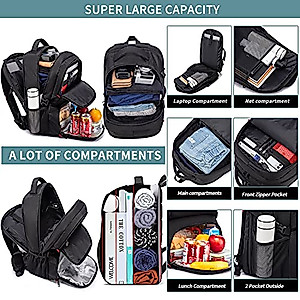 Lunch Bag Backpack, Insulated Cooler Lunch Box Backpack, Extra Large 17inch Travel Laptop Backpack 50L with USB Charging Port, Water Resistant Big work Backpack for Men Women , Grey