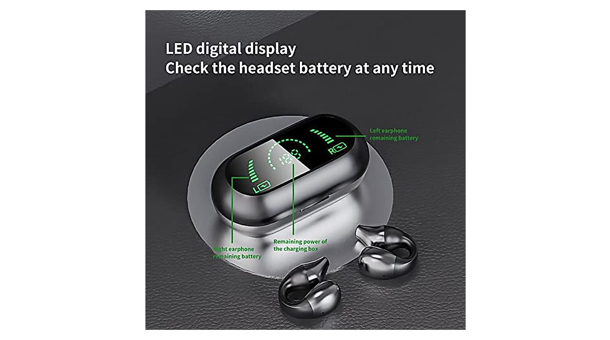 Digital Display Clip-on Wireless Earbuds - Bluetooth 5.2 IPX4 HiFi