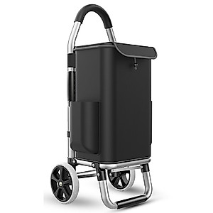 ZCXDSX Folding Shopping Cart with Wheels,Products Stair Climber,Used as a Shopping, Grocery, Laundry and Stair Climber Cart,Hold Up to 110 Pounds, Standard, Black