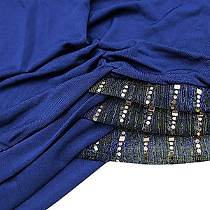 AIBEARTY Women Glitter Sequin Hijab Muslim Head Wrap Scarf Long Turban Headband Hair Cap Shawl (Navy)