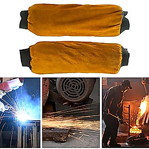 VIDAYA Leather Welding Work Sleeves for Men, Welding Safety Arm Protection Sleeves, Fire Resistant, Heat and Abrasion Resistant Welder Protective Arm Covers (1 Pair)