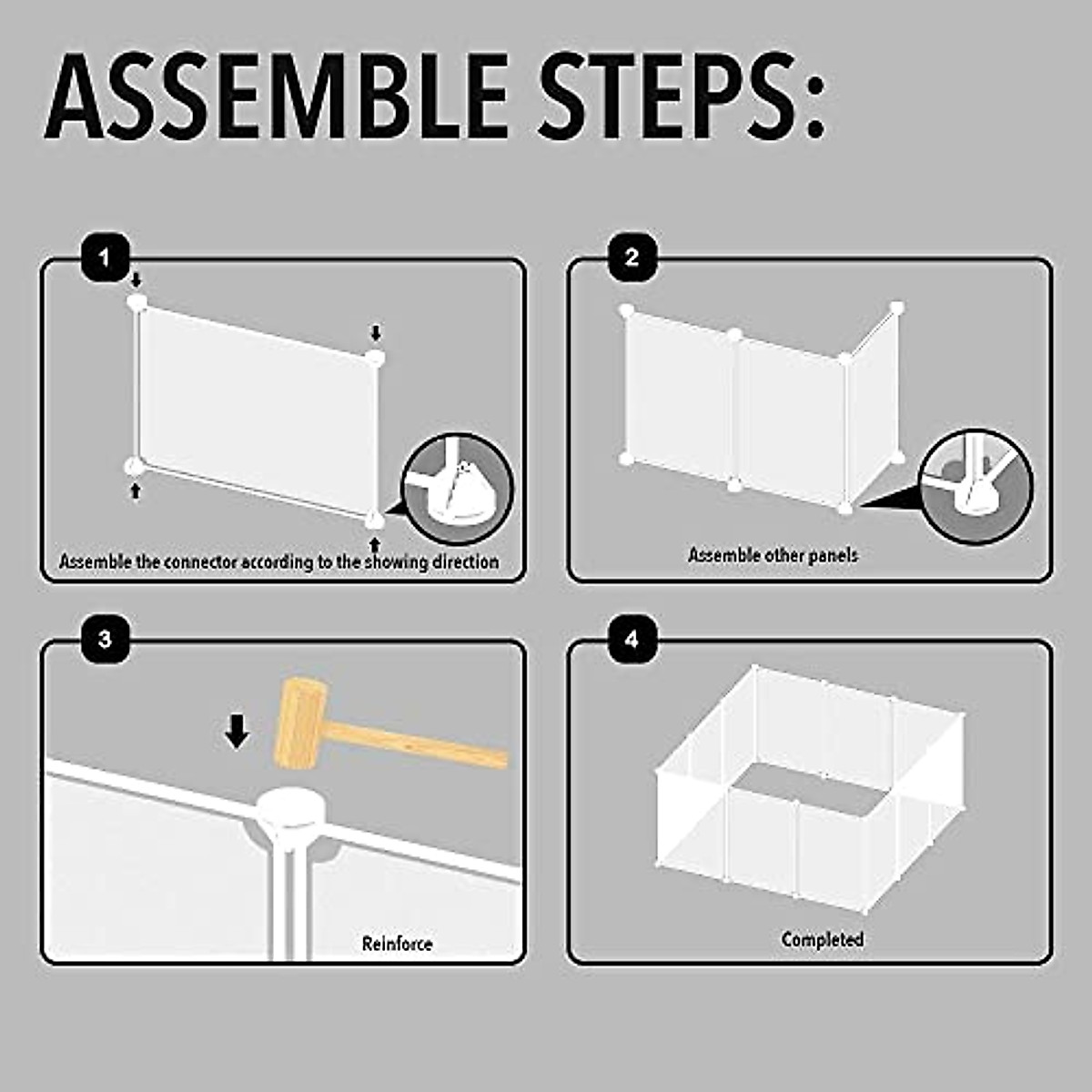 ALLISANDRO Small Pet Playpen, Small Animal Cage for Indoor Outdoor Use, Foldable Yard Fence for Small Animal, Puppy, Kitten, Guinea Pigs, Bunny, Turtle, Hamster,Transparent,12 Playpen, 20X28