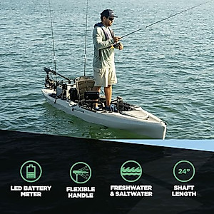 Newport Kayak Series 55lb Thrust Transom Mounted Saltwater Electric Trolling Motor w/LED Battery Indicator (24" Shaft)