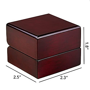 Allure - 2 Pack, Luxury Ring Box With LED Light, Authentic Mahogany Wood With White Leatherette Insert, Square Elegant Diamond Ring Case For Unique Proposal Or Wedding, Small Jewelry Display Gift Box.