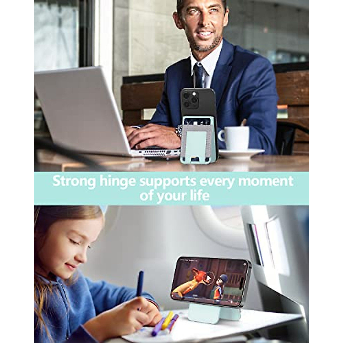 Miroddi MagSafe Wallet for Phone, iPhone Wallet with Stand, Leather Magnetic Wallet Cards Holder, Magnetic Wallet for iPhone 16/15/14/13/12 Series, Open ID Window, Fits 10 Cards, Green