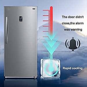 SMETA Upright Freezer Convertible Refrigerator|Freezers Garage Ready Standup Frost-Free Fridge Deep Freezer 18 Cuft Full Size with Tempered Glass Shelves SS