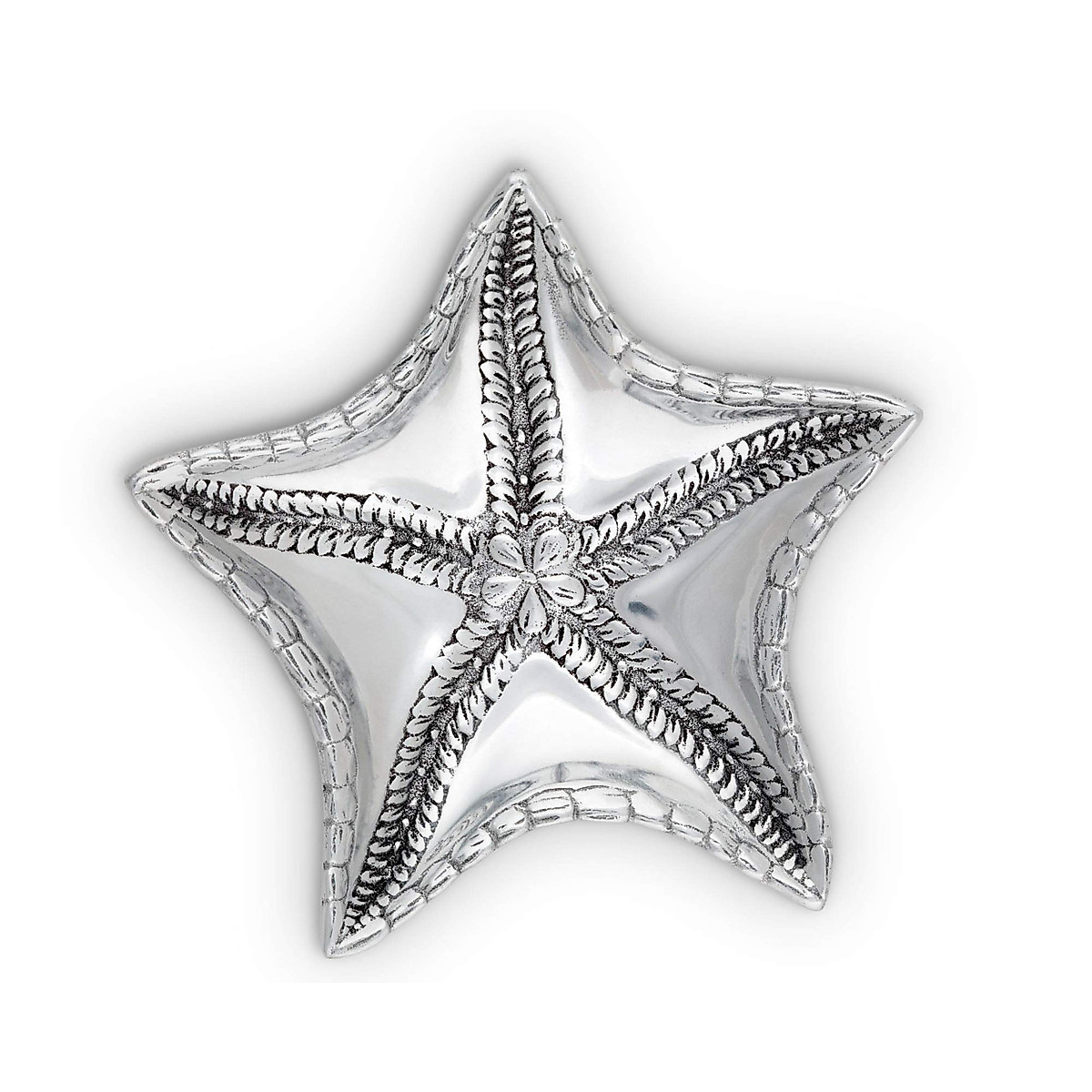 Arthur Court Aluminum Starfish Vanity Tray, Desktop Storage Organizer, Catchall, Valet, Nightstand or Dresser Serving Snack Tray - Ocean Décor Food Safe Hand Polished 6 inch X 7 inch