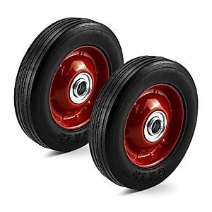 QWORK 2 Pack 6" x 1.5",5/8" Axle, Premium Rubber Wheel with Ball Bearing, Hand Truck Wheel, Capacity up to 132 lbs