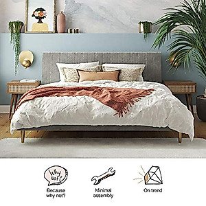 Mr. Kate Daphne Upholstered Headboard and Modern Platform Frame Bed, King, Light Gray Velvet