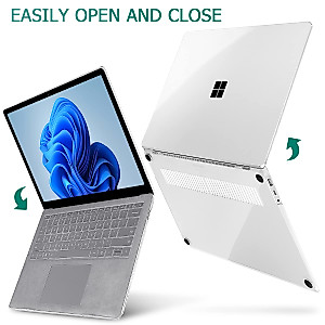 May Chen Case for 13.5" Microsoft Surface Laptop 3/4/5 with Alcantara Palm Rest Model 1867 1958 1959 (2019 2021 2022), Plastic Hard Shell Case with Keyboard Cover + Screen Protector, Crystal Clear