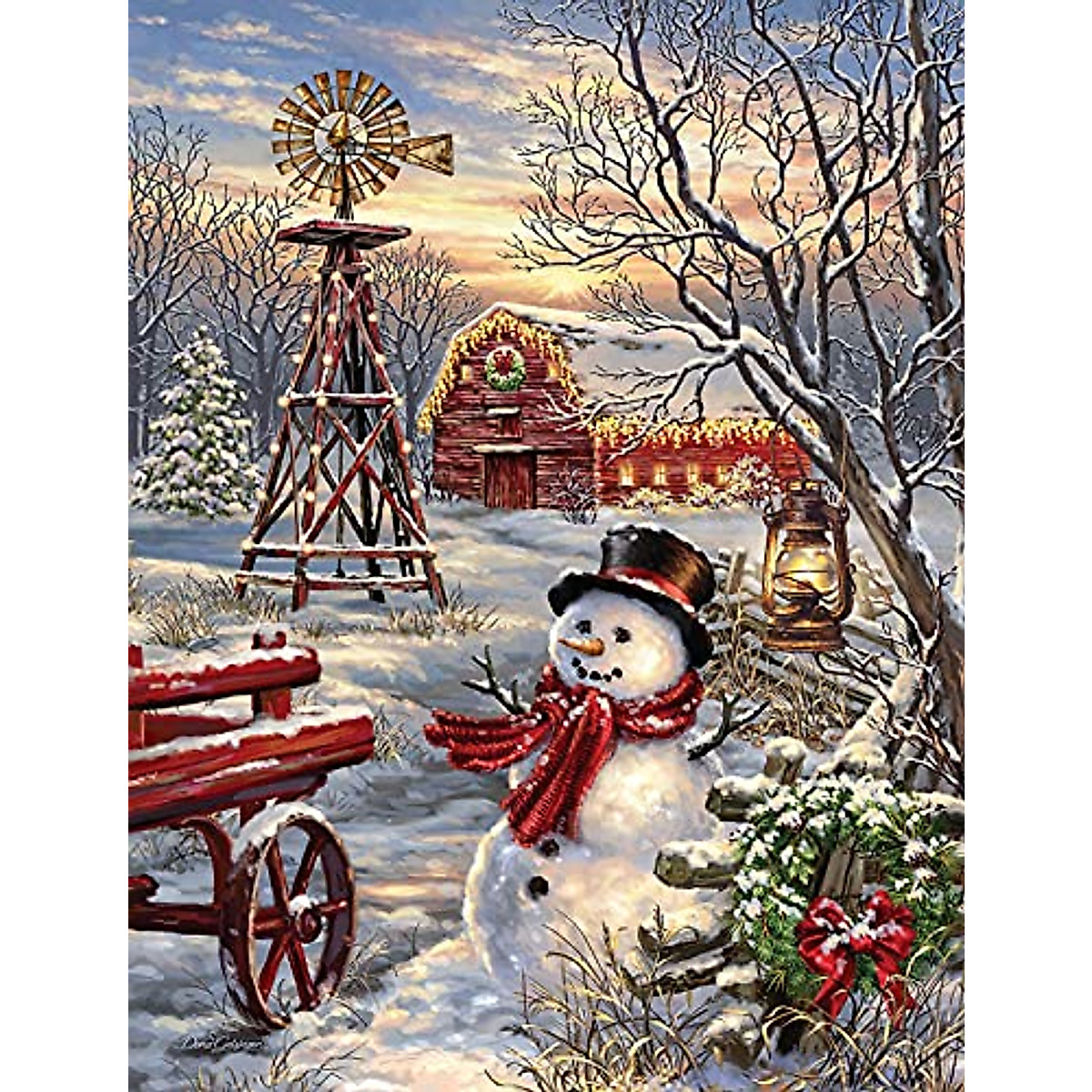 Springbok 500 Piece Jigsaw Puzzle Winter Windmill - Made in USA