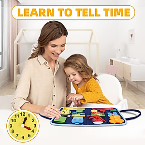 QQAPPU Montessori Busy Board,Preschool Learning Toy Fine Motor Skills,Toddler Activity Board Sensory Toy for Plane and Car Travel