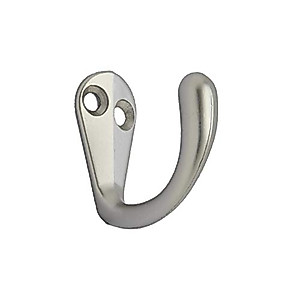 QCAA Single Prong Robe Hook Hanger, Zinc Die Cast, Matte Nickel, Made in Taiwan, 6 Pack