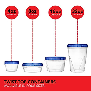 Stock Your Home 32oz Plastic Containers with Twist Top Lids (12 Pack), Quart Freezer Containers with Lids for Leftover Food, Airtight Reusable Soup Containers with Lids, Microwave and Dishwasher Safe