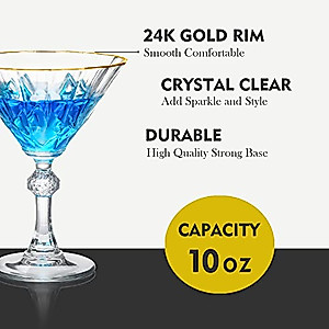 ROXBURGH Gold Rim Martini Glasses, Lead-Free Crystal Coupe Glass Set of 2, Vintage Classic Design Coupe Cocktail Glass, Crystal Champagne Glasses, Martini Glass set for Bar, Fancy Birthday Gifts