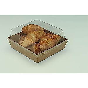 50 Count Cupcake Containers With Lids Disposable, Salad Container For Lunch Box Clear Anti-Fog Plastic Cupcake Boxes Rectangle Cake Pan Small Business Supplies Strawberry Bakery Sandwich Cake Boxes Disposable Food Containers Donuts Dessert Cups Small To G