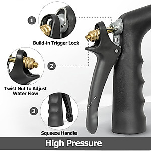 SPECILITE Hose Nozzle, Industrial High Pressure Pistol Grip Water Sprayer with Threaded Front, Adjustable Water Flow Sprayer for Washing Carpets, Washing Car, Cleaning Floor