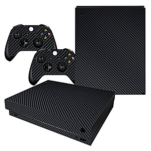 CM Carbon Fiber Protective Skin Decal Sticker Cover Vinyl Skin Wrap for Xbox One X Console and Remote Controllers