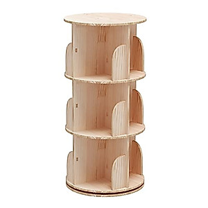 3 Tier 360° Rotating Stackable Shelves Bookshelf Organizer 360 Display Rotating Bookshelf Wood Book Shelf Organizer for Bedroom, Living Room, Study Room - Intexca