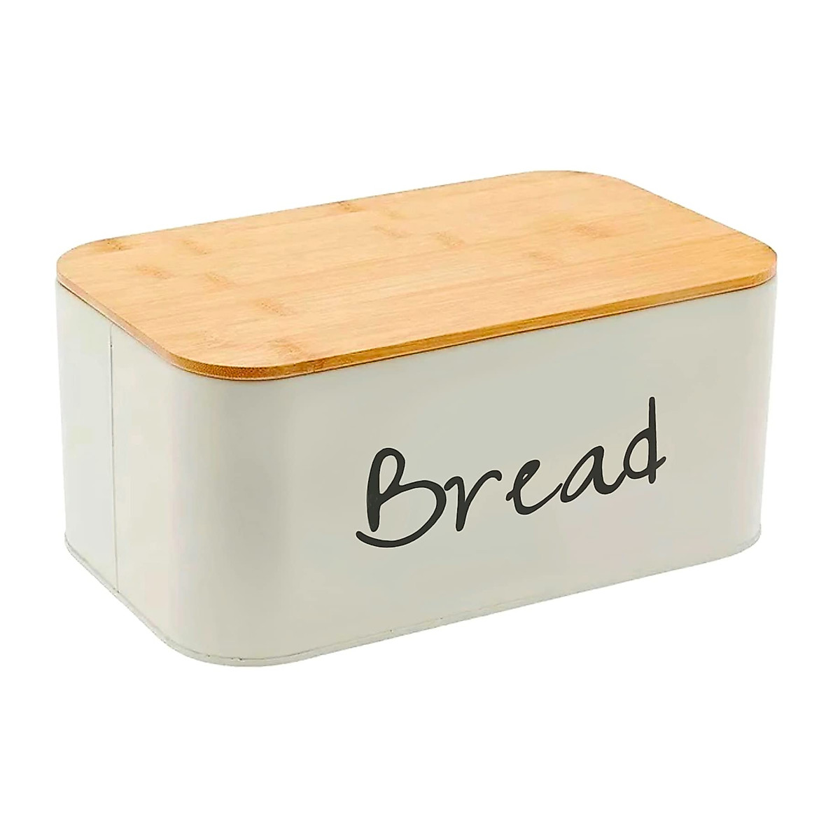 Farmhouse Essentials High Quality Metal Bread Box, Vintage Design, Kitchen Countertop Bread Storage Bamboo Cutting Board/Lid