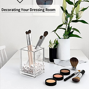 MaxGear Pen Holder 2 Pack Clear Acrylic Pencil Holder for Desk, Pencil Cups Desk Accessories Holder, Makeup Brush Storage Organizer, Desktop Stationery Organizer for Office School Home Supplies