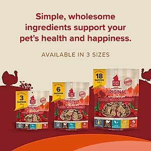 PLATO Turkey Real Strips Natural Dog Treats - Real Meat - Air Dried - Made in the USA - Turkey & Cranberry, 18 ounces