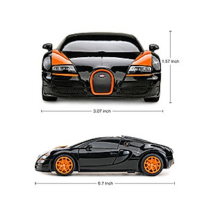 RASTAR RC Car | 1:24 Bugatti Veyron 16.4 Grand Sport Vitesse Radio Remote Control Racing Toy Car Model Vehicle, Black/Orange