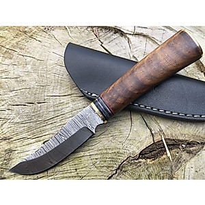 Perkin 7.5 Inches Damascus Steel Hunting Knife With Sheath SK900