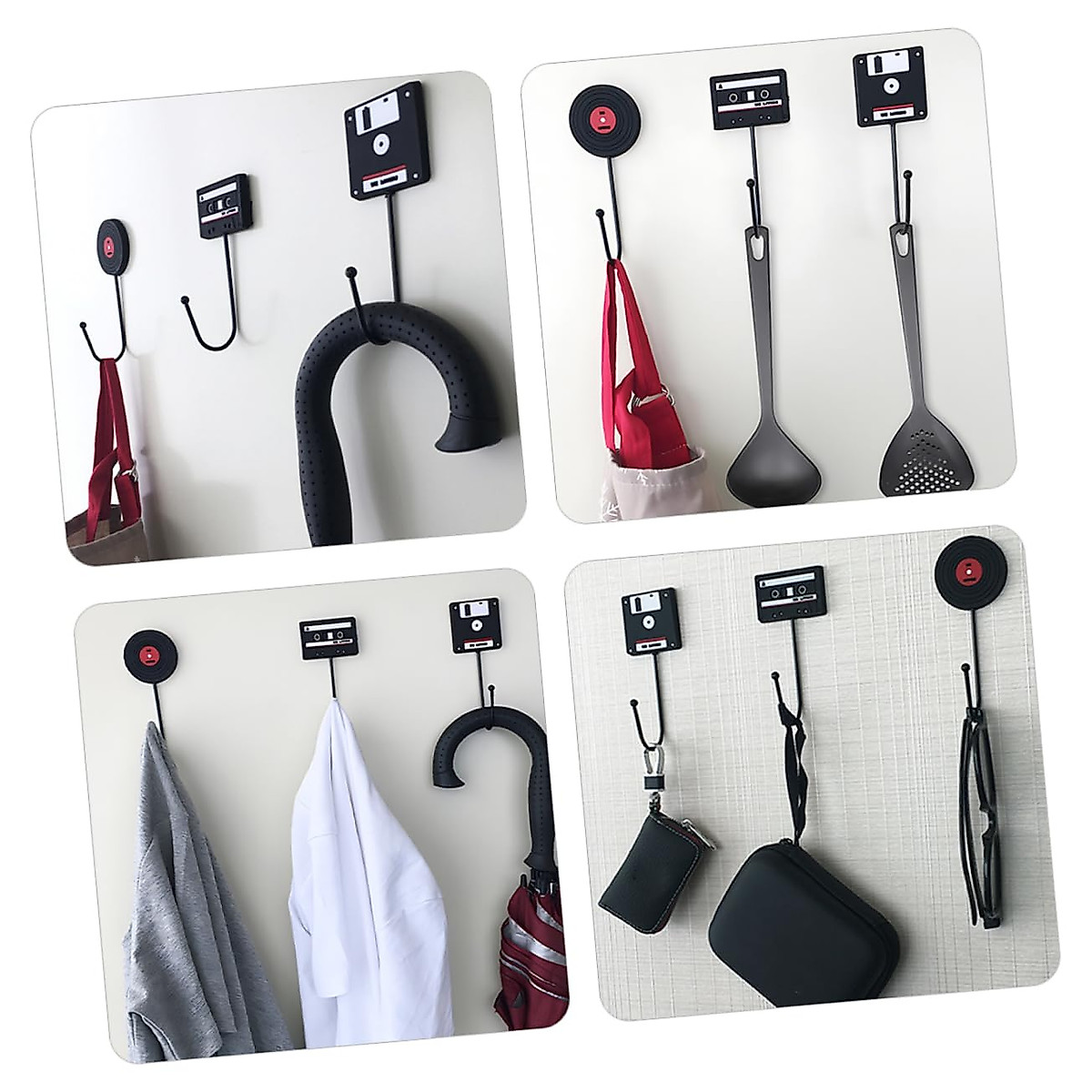 Zerodeko 3pcs Home Decoration Shower Room Towel Hooks Decorative Wall Hooks Adhesive Wall Hook Music Coat Hooks Magnetic Tape Household Key Hanger Soft Rubber Vintage Key Holder