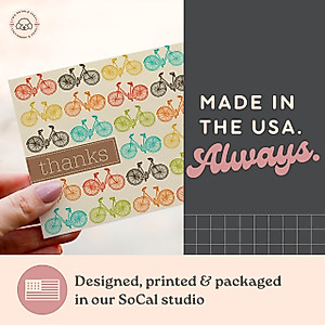 Two Poodle Press 20 Bicycle Thank You Greeting Cards - For Bikes, Cyclists, Pelotonia, Charity Bike Rides Nancy Stationery with Matching Cream Envelopes Birthday Present for Bicycle Lovers