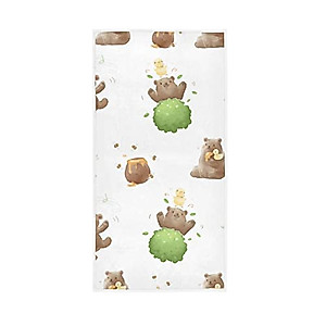 HUSSRITY Adorable Bear and Duck Towels Super Soft Hand Towel Highly Absorbent Washcloths Quick Dry Bath Towel 30x15 Inch Durable Lightweight