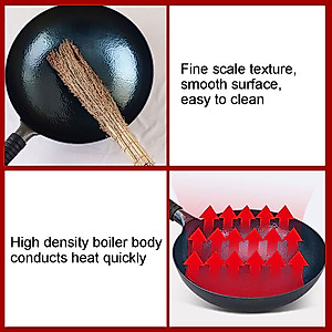 Chinese Iron Pot,Multipurpose Iron Woks,Stir-Fry Pan,Hand Forged No Coating Non-stick Pot,Wok,Suitable for gas stoves, Electric Hot Stoves,wood stoves, etc (Diameter 36cm/14.17in)