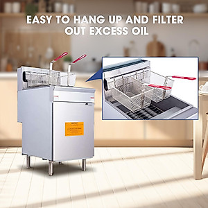 Clivia's 4PCS Commercial Fryer Basket 13X6.5X6 Inch Stainless Steel Deep Fryer Basket With Non Slip Long Handle for Frying Kitchen Restaurant Home Commercial Use